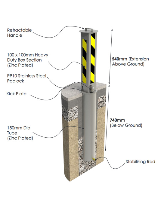 Telescopic Anti Ram Raid Post - Heightrestrictionbarrier.co.uk